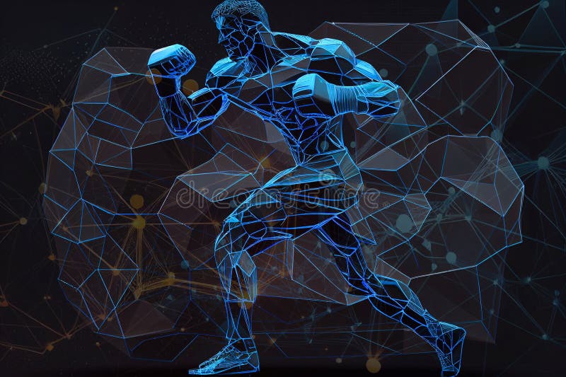 Man Boxer Doing Shadow Boxing from Lines, Triangles and Particle Style ...