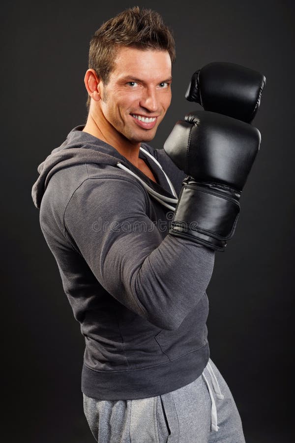 Man with boxer gloves stock image. Image of boxer, nightstick - 60498587