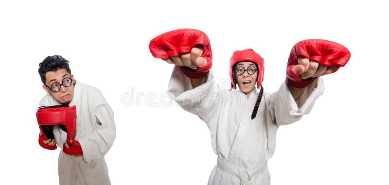 Man Boxer Isolated on White Stock Photo - Image of fight, karate: 183857094