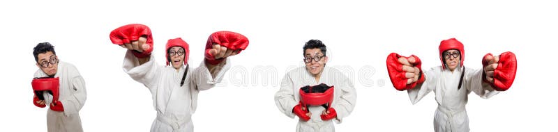 Man Boxer Isolated on White Stock Image - Image of boxing, glasses ...