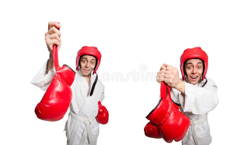 Man Boxer Isolated on White Stock Image - Image of anger, knockdown ...