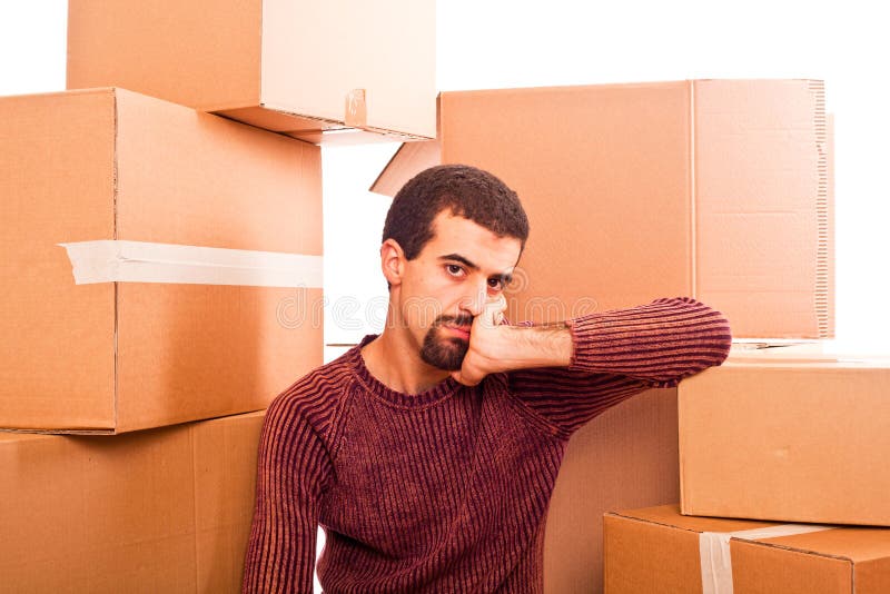 Man with boxes stock photo. Image of house, effort, cardboard - 17467762