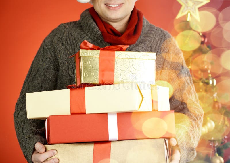 Man with boxes stock image. Image of christmastime, happy - 34794867