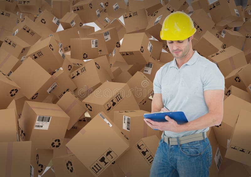 Man with boxes stock image. Image of distribution, forklift - 101767323