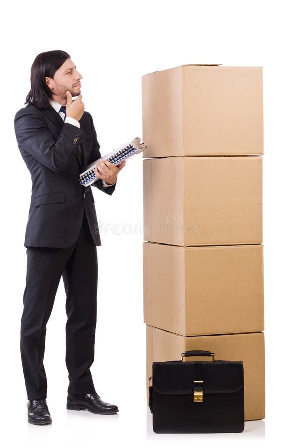 Man with boxes stock image. Image of businessman, outside - 36966489