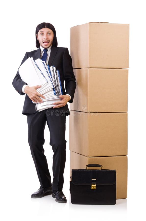 Man with boxes stock image. Image of boxes, busy, parcel - 38707303