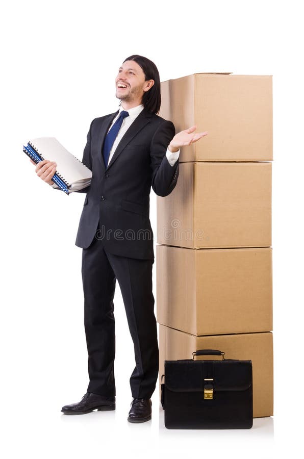 Man with boxes stock photo. Image of package, frustrated - 38887708