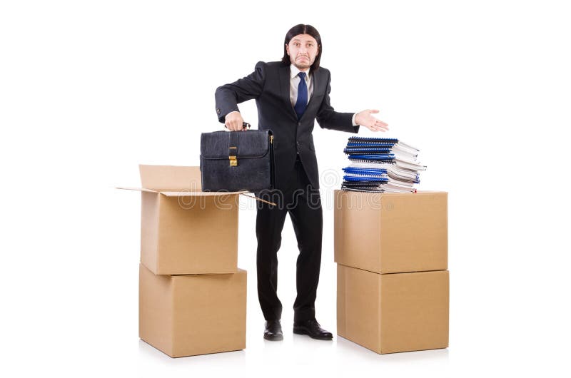 Man with boxes stock image. Image of folder, files, busy - 38887755