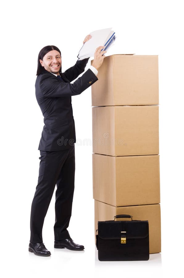 Man with boxes stock image. Image of frustrated, cargo - 39886917