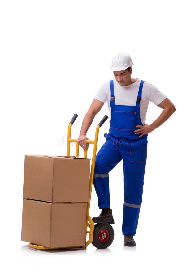 The Man with Boxes Isolated on White Stock Image - Image of courier ...