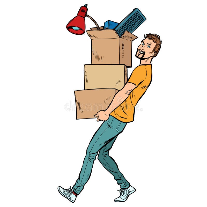 Man with boxes moving stock vector. Illustration of house - 156125226