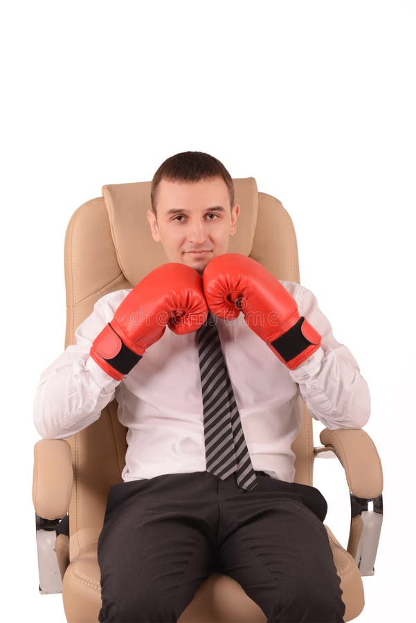 Man with boxing gloves stock image. Image of office, shirt - 31140945