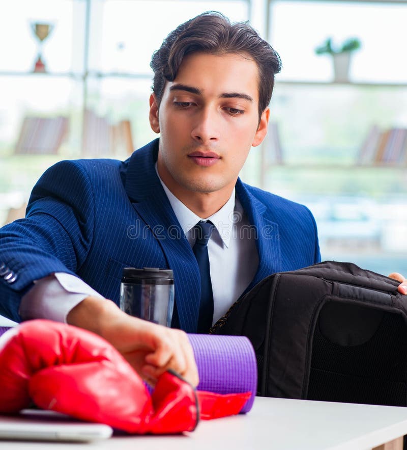 Man with Boxing Gloves in the Office Stock Image - Image of boxer ...
