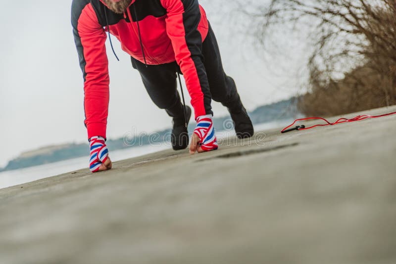 Man boxer doing push ups stock photo. Image of adults - 174760120