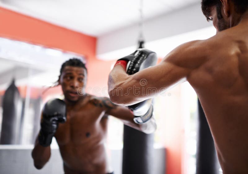 Man, Boxing and Personal Trainer for Workout Practice in Combat Gym for ...