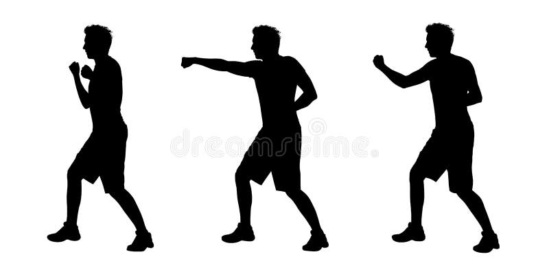 Man Boxing Silhouettes Set 1 Stock Illustration - Illustration of ...