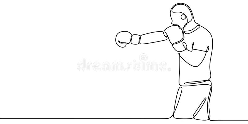 Man Boxing. Symbolizing Strength, Endurance, and Discipline. One Line ...
