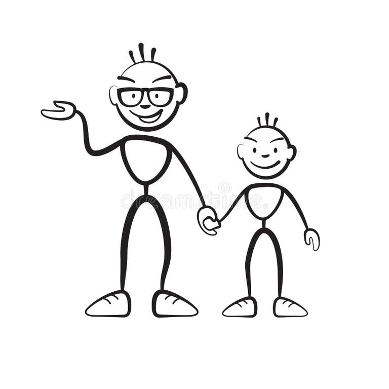 Man and Boy Explain Situation Stock Vector - Illustration of drawing ...