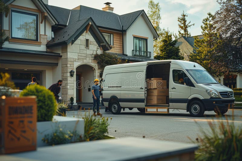 A Man and a Boy are Loading a Couch into a Van Stock Image - Image of ...