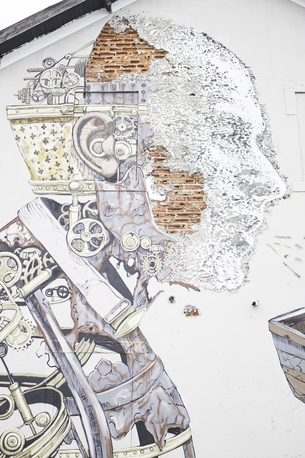 Man with brain machinery editorial photo. Illustration of cyborg - 42657271