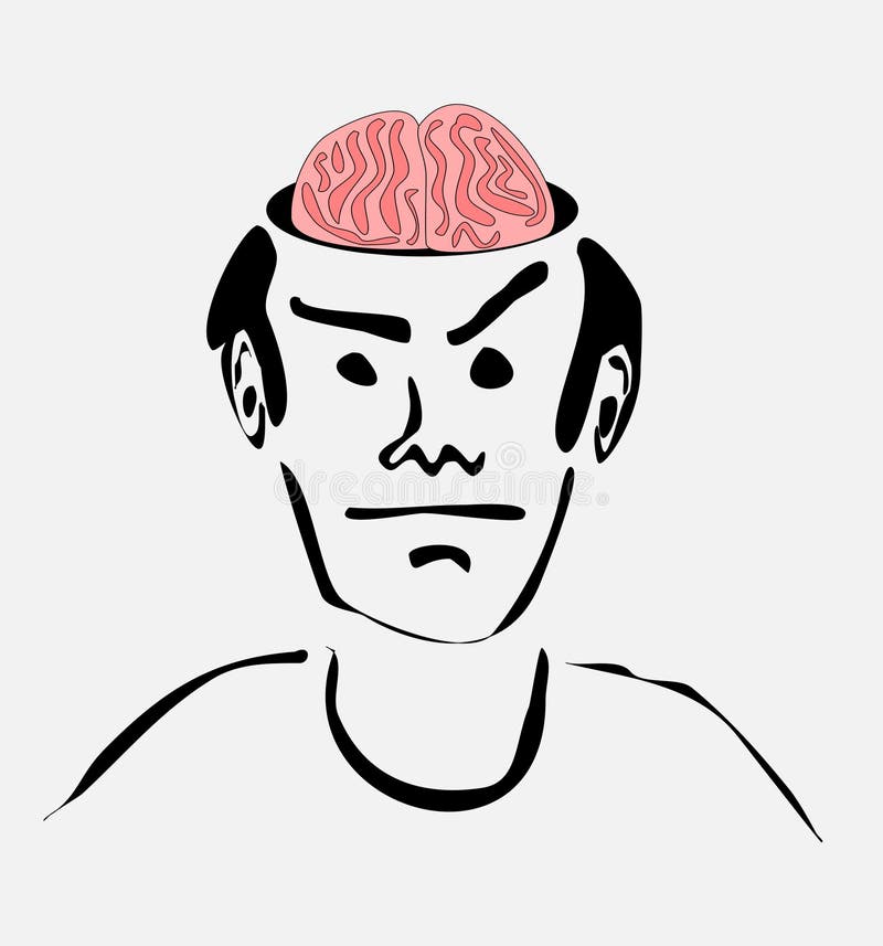 Man with brains exposed stock vector. Illustration of design - 25290433