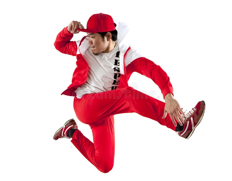 Man Break Dancing Isolated on White Background Stock Image - Image of ...