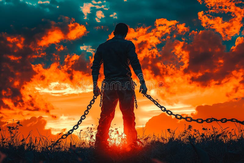 Man Breaking Chains To Become Free and Independent Stock Photo - Image ...