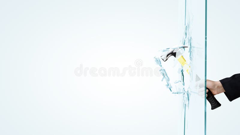 Man breaking glass stock photo. Image of hammer, broken - 43254738