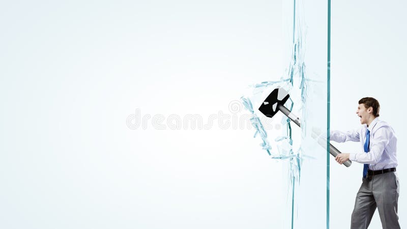 Man breaking glass stock image. Image of conflict, cracks - 42912449