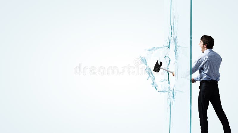Man breaking glass stock photo. Image of force, power - 42912874