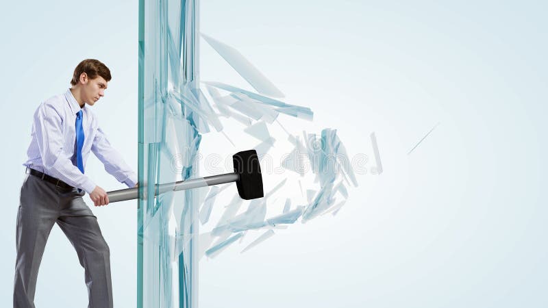 Man breaking glass stock image. Image of deformation - 43127153