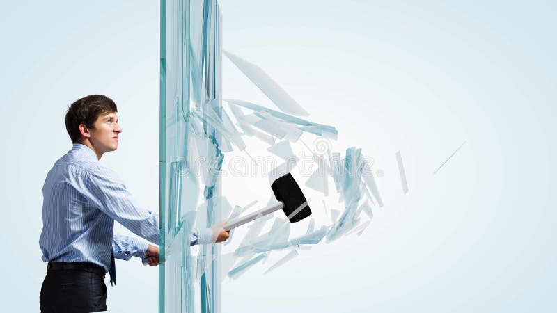 Man breaking glass stock image. Image of concept, fingers - 43228807