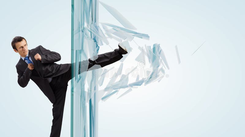Man breaking glass stock photo. Image of crash, business - 42984586