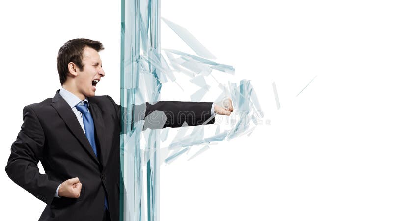 Man breaking glass stock photo. Image of glass, boxing - 42868836