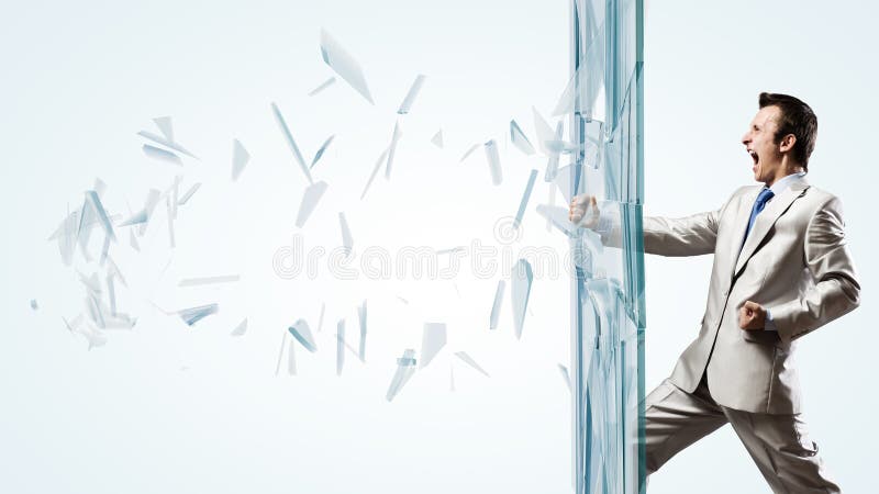 Man breaking glass stock photo. Image of furious, pose - 42880954