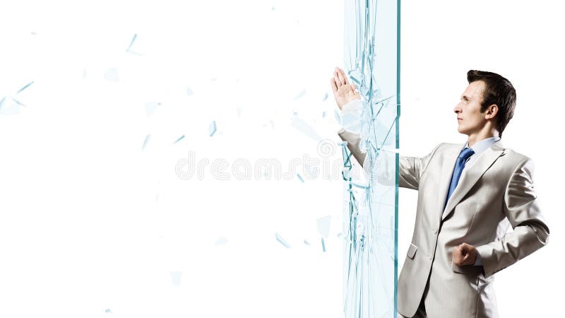 Man breaking glass stock photo. Image of aggression, businessman - 42881104