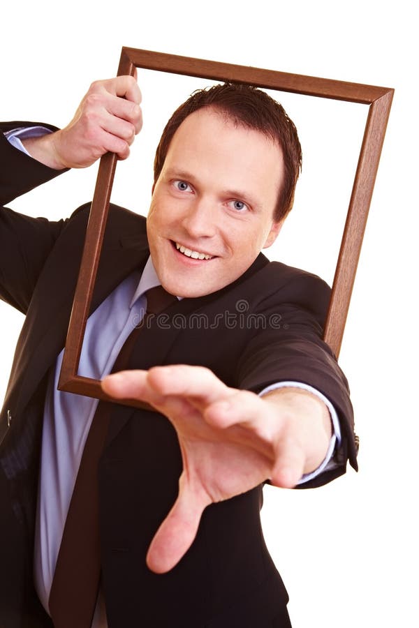 Man breaking out of frame stock image. Image of frame - 199557721