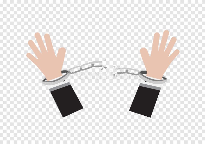 A Man Breaking Shackle or Handcuff To Freedom Vector on White ...