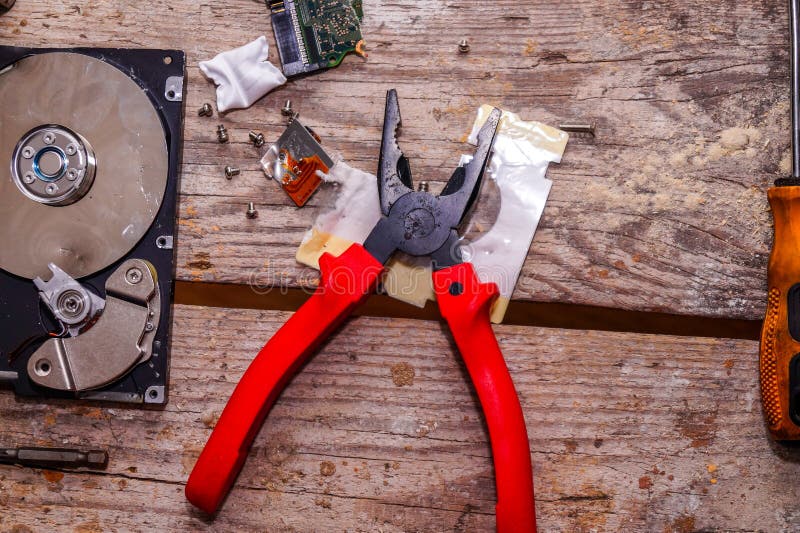 A Man Breaks a Computer Using Locksmith Tools Stock Image - Image of ...