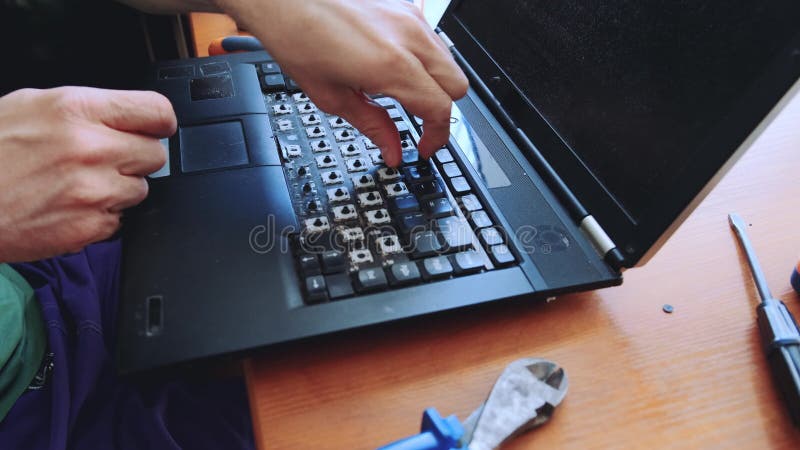 Man Breaks the Keys of a Computer Keyboard. Stock Footage - Video of ...