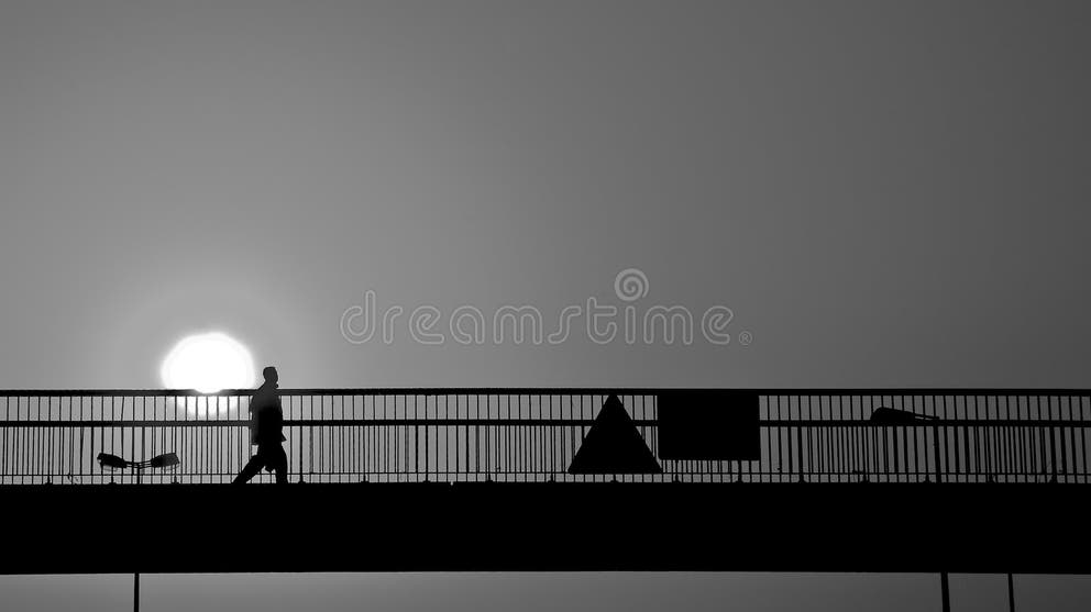 Man on Bridge stock photo. Image of rail, bridge, white - 20766076