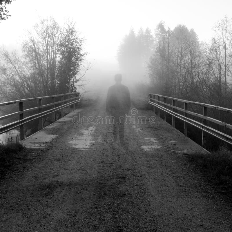 Man in the Middle of a Bridge Stock Image - Image of phenomenon ...