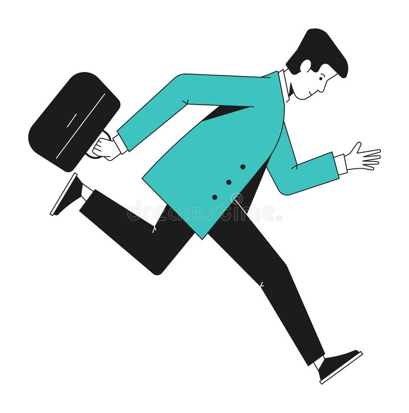 Man with Briefcase Running. Late for Work Stock Vector - Illustration ...