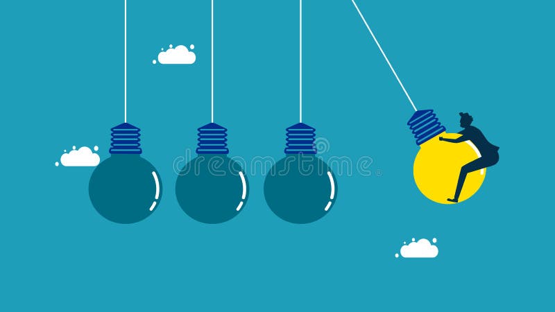 Man is on a Bright Light Bulb. Learning Concept Stock Vector ...