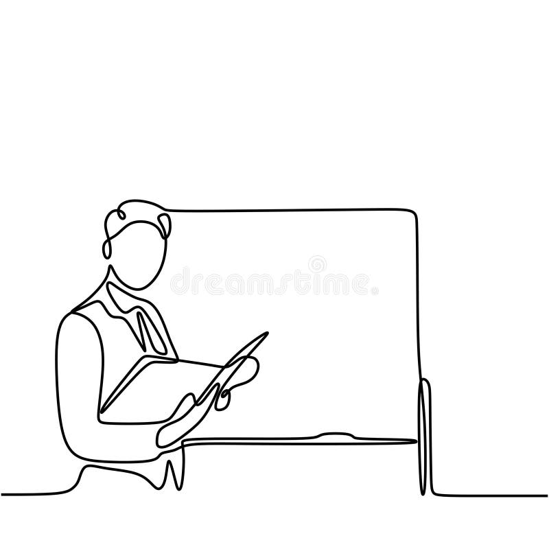 Man Bring Book Doing Presentation and Teaching in One Line Design ...