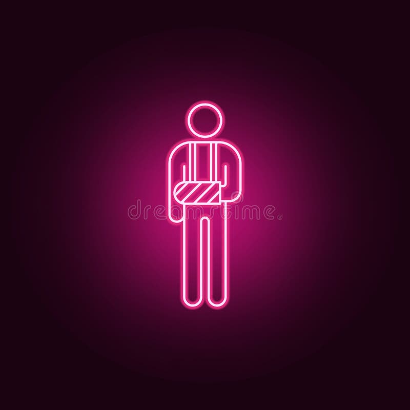 A Man with a Broken Arm Icon. Elements of Disabled in Neon Style Icons ...