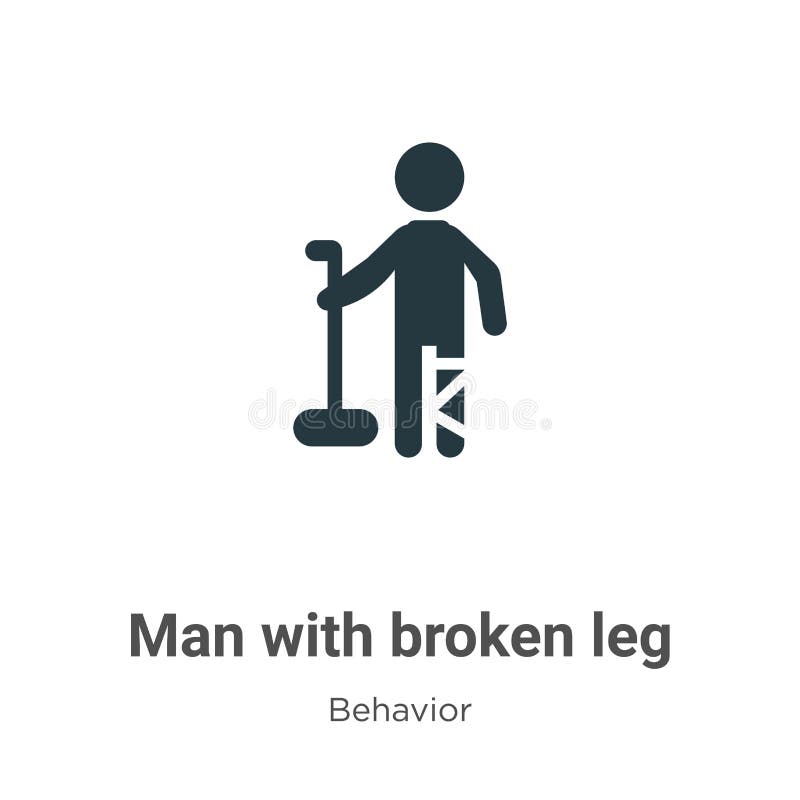 Man with Broken Leg Vector Icon on White Background. Flat Vector Man ...