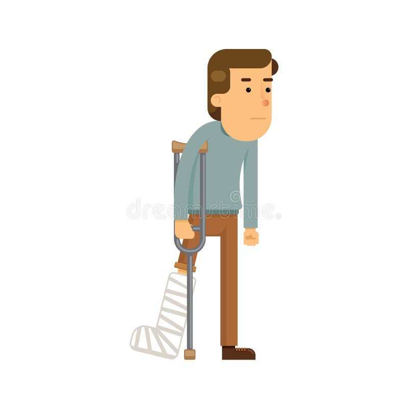 Man with Broken Leg. Vector Illustration Decorative Design Stock Vector ...