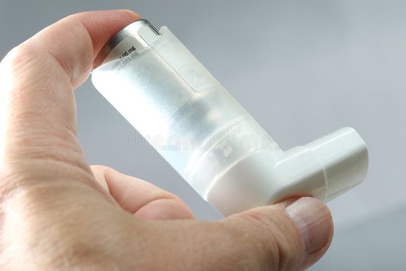 Man with Bronchitis Hold Inhaler in Hand Stock Image - Image of attack ...