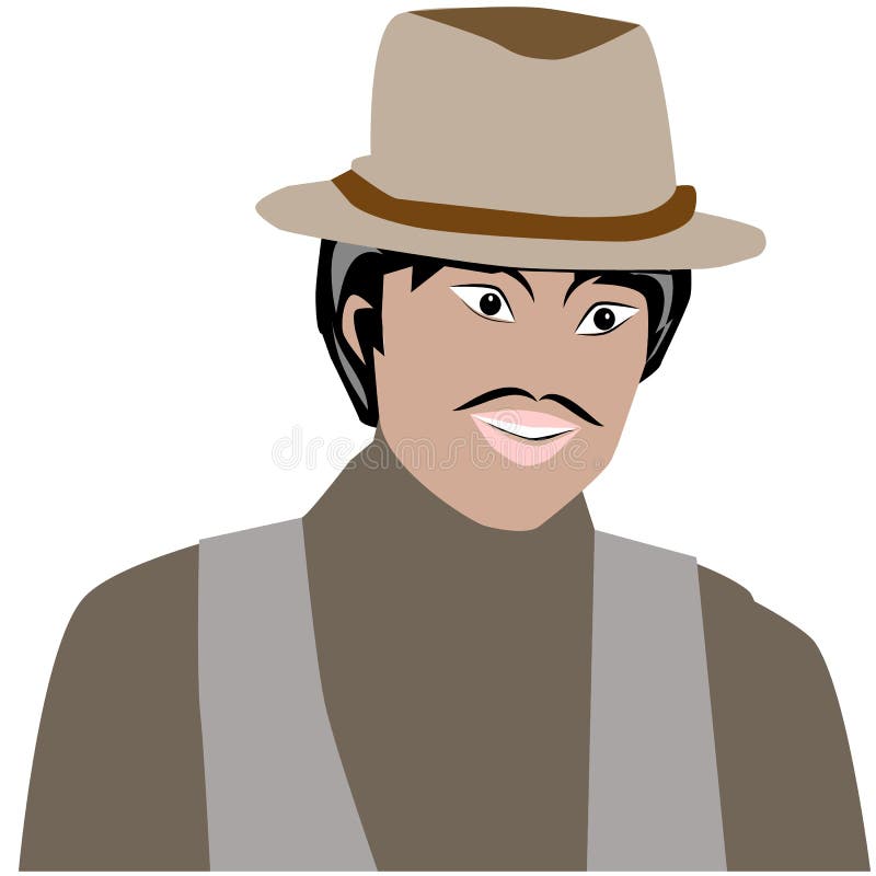 Man with brown hat stock vector. Illustration of character - 55718366